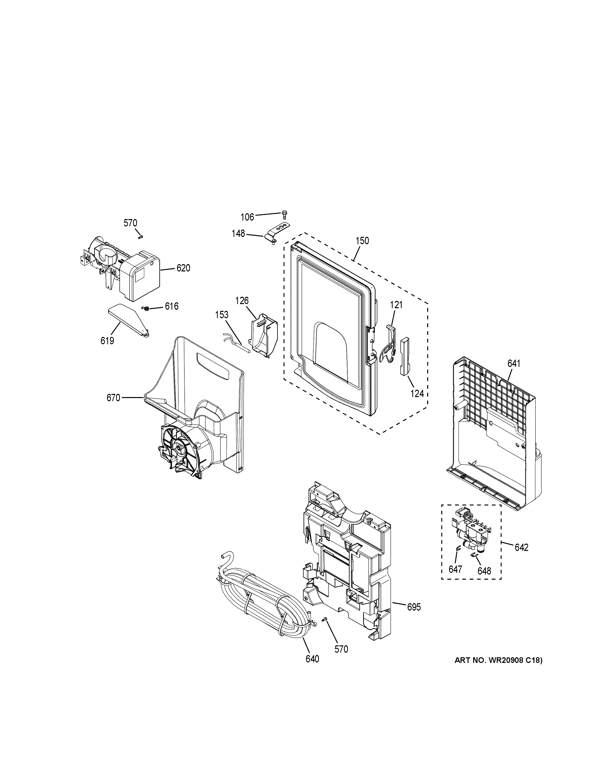 Assembly View for ICE MAKER & DISPENSER | PYE22KYNBFS
