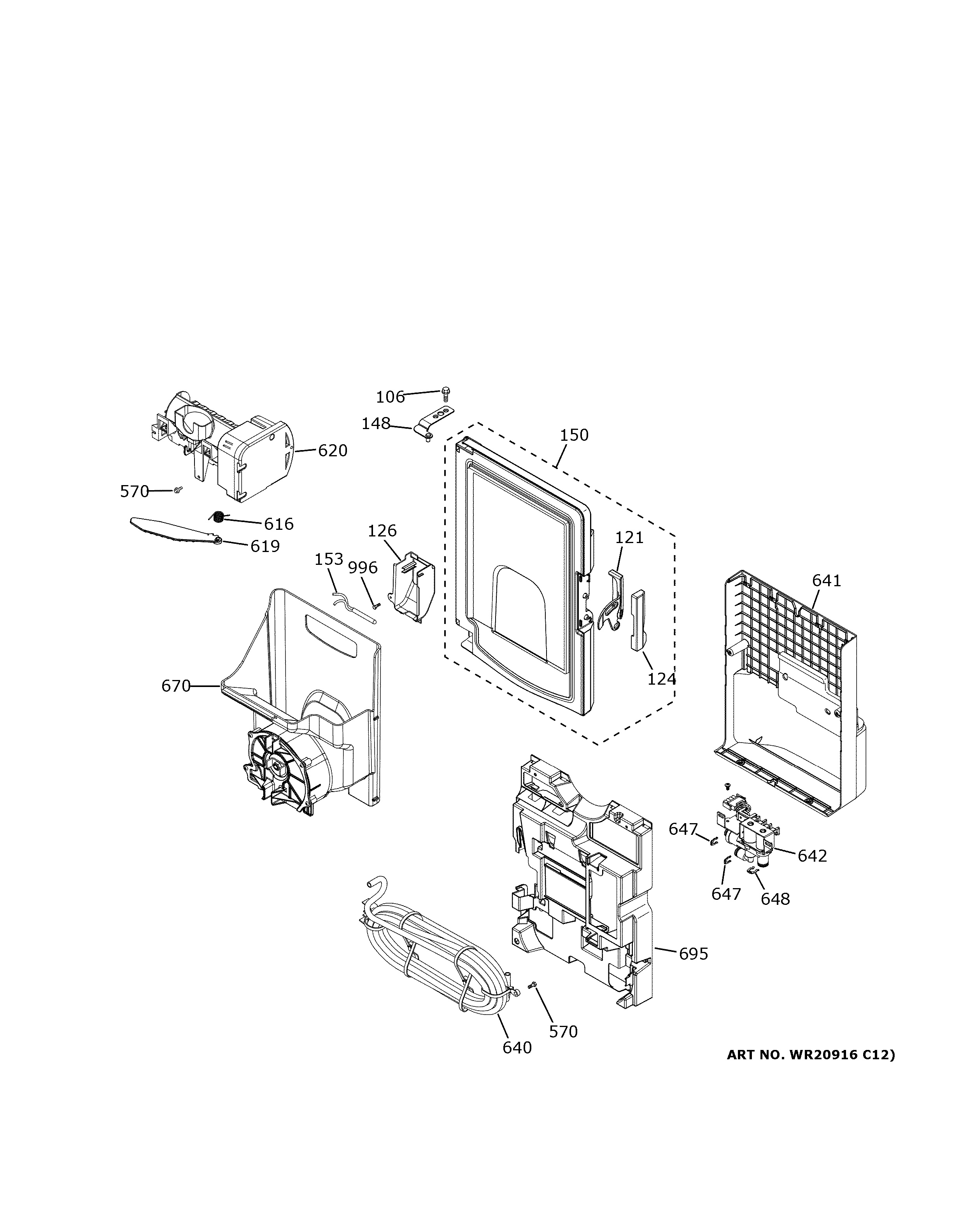 Assembly View for ICE MAKER & DISPENSER | GFE28GYNFFS