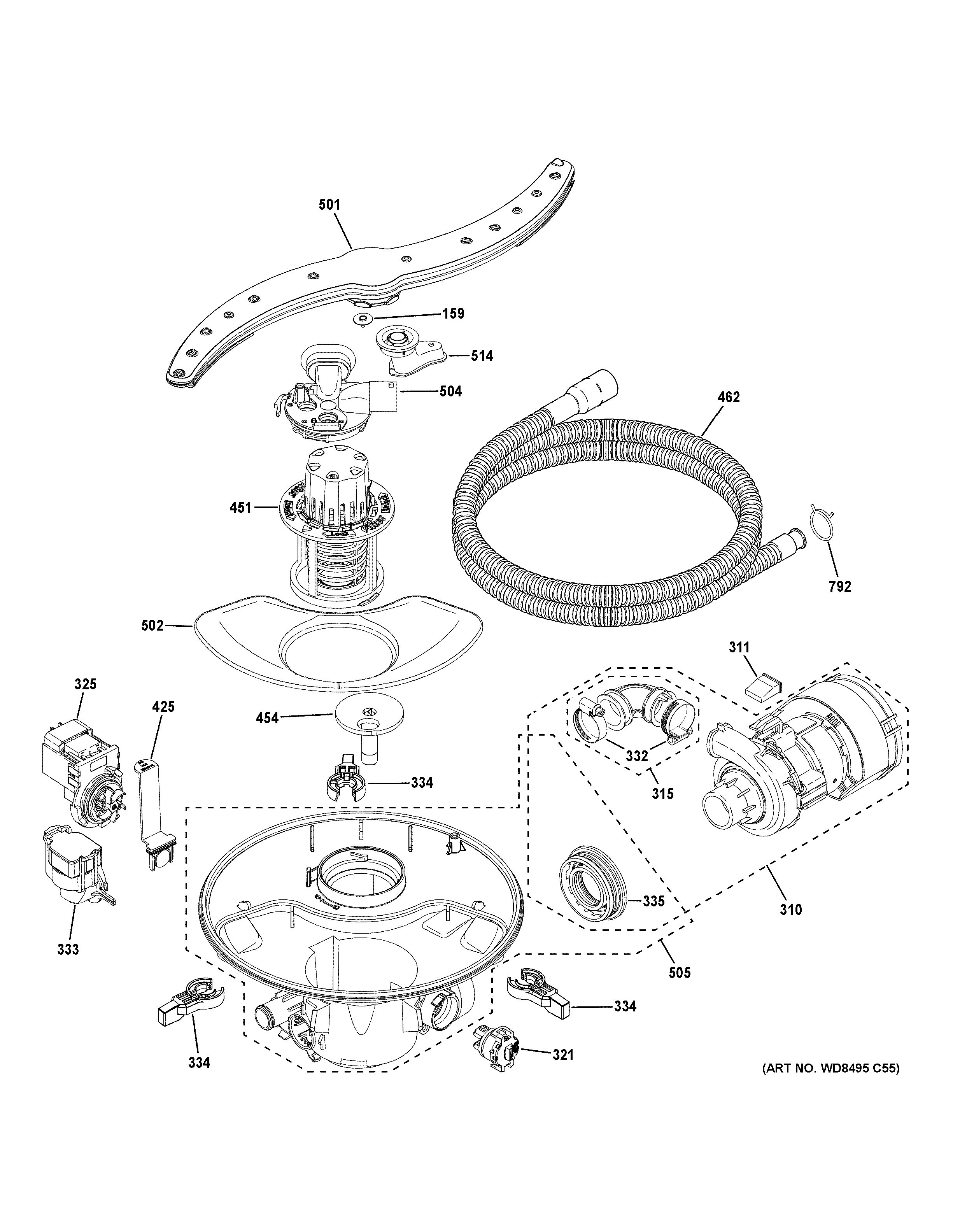 Assembly View for MOTOR, SUMP & FILTER ASSEMBLY | PDT715SYN2FS